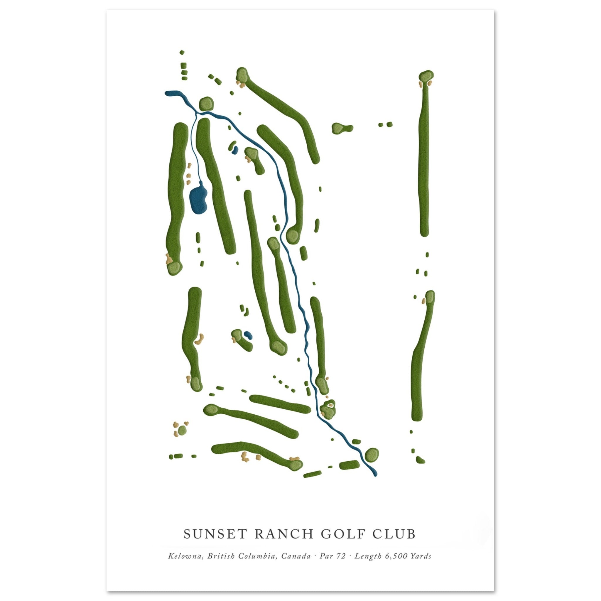 Sunset Ranch Golf & Country Club Course Map – Par 3 Prints