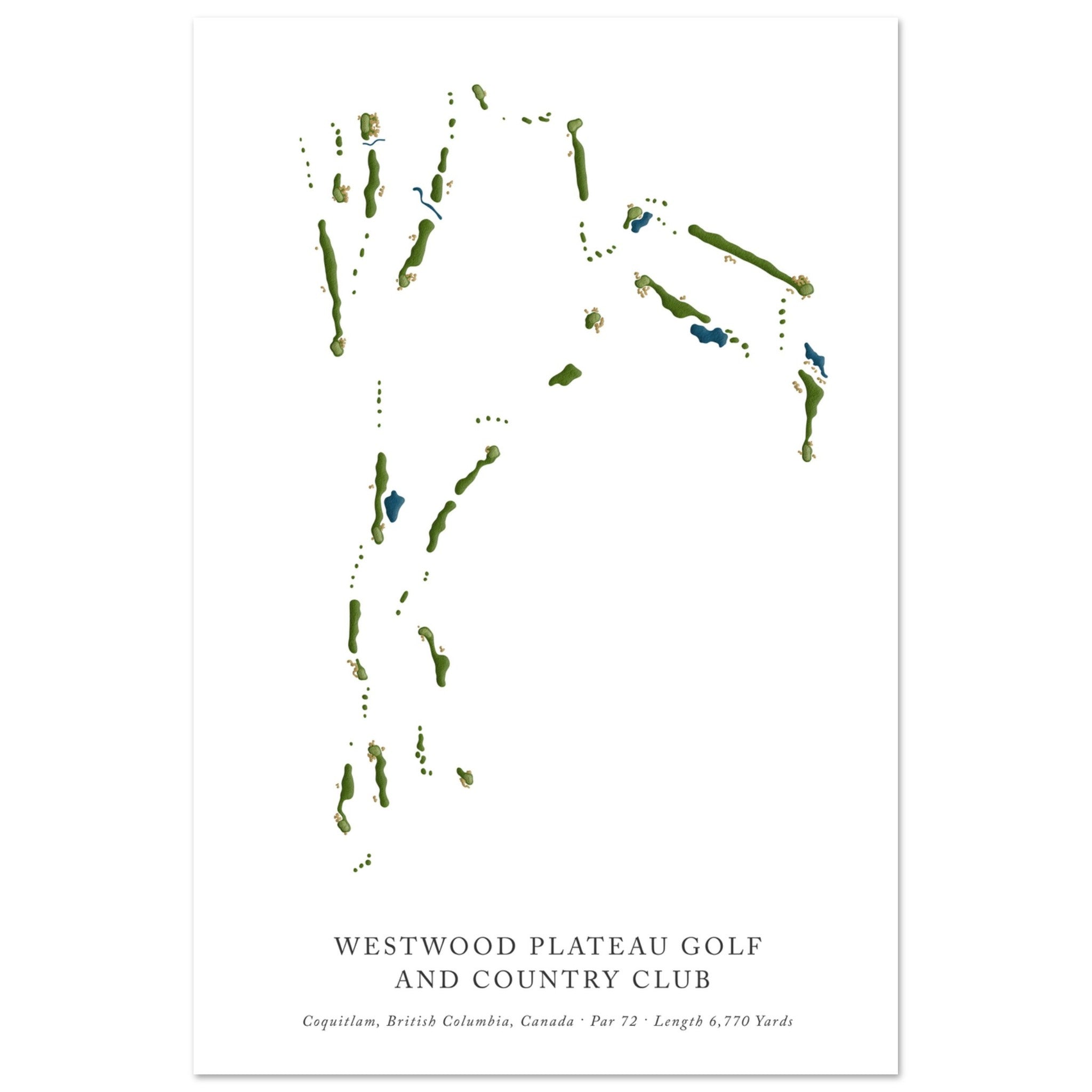 Westwood Plateau Golf and Country Club Course Map – Par 3 Prints